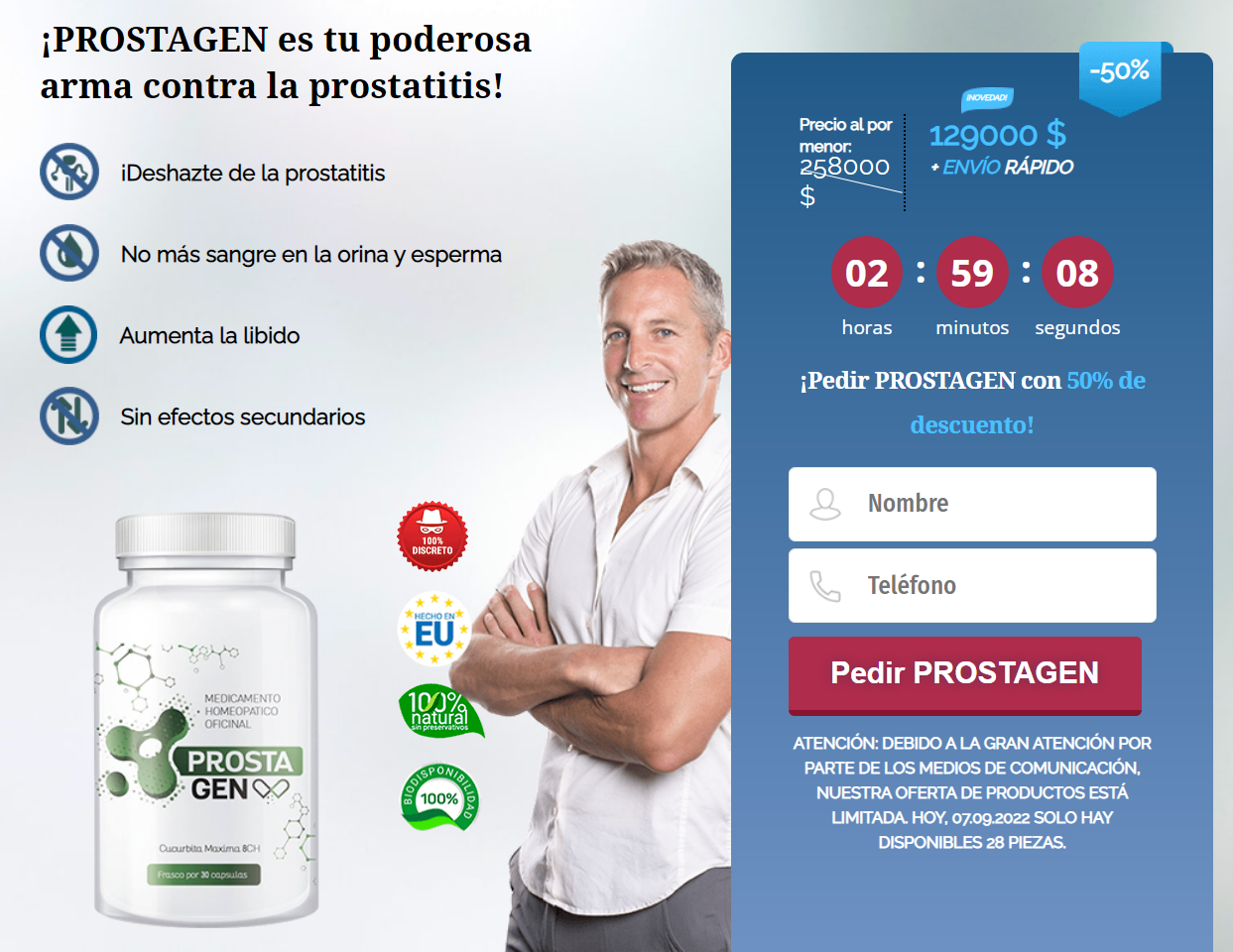 Prostagen : Cápsula, Reseñas, Precio, Obras, Ingredientes, Comprar