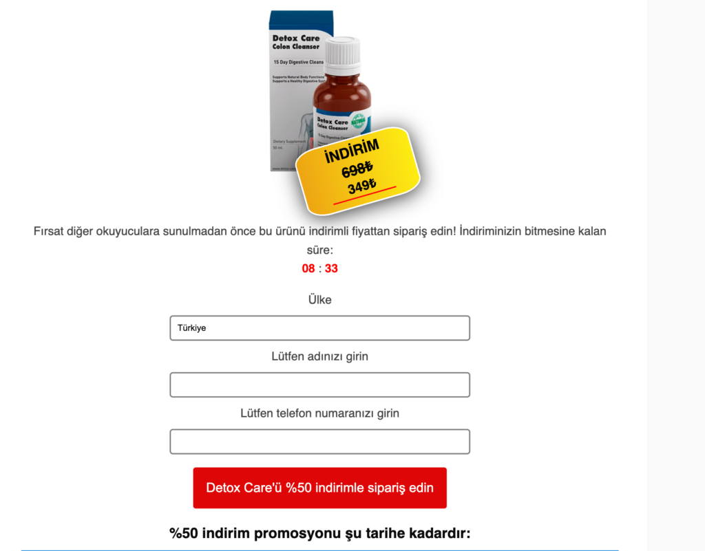 Detox Care : Colon Cleanser Parazit şurubu-Yorumlar-Faydaları-Turkey