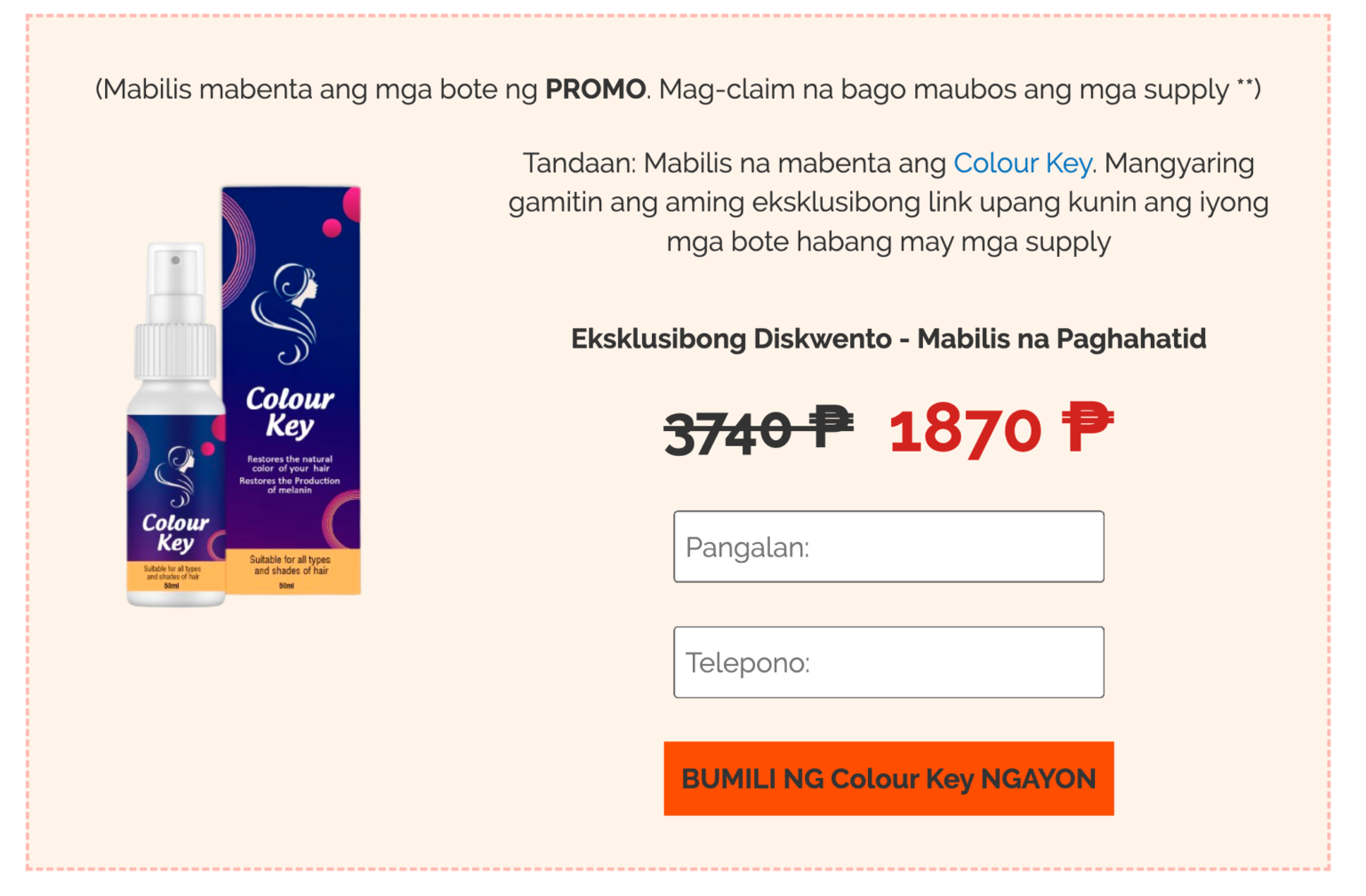 Colour Key Hair growth spray: Price Ingredients, mga pagsusuri!Philippines